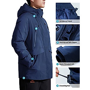 Pioneer Camp Men's Winter Coat Waterproof Fleece Lined Warm Winter Jacket with 9 Pockets Insulated Windproof Hooded Parka