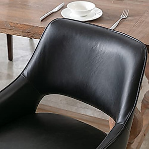 chairus Modern Dining Chairs Set of 6 PU Leather Living Room Chairs with Open Back and Wood Legs Comfy Upholstered Side Chair for Kitchen/Restaurant/Bedroom, Black