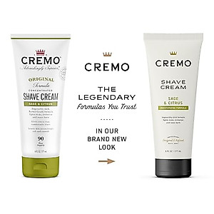 Cremo Sage & Citrus Shave Cream, Astonishingly Superior Ultra-Slick Shaving Cream for Men, Fights Nicks, Cuts and Razor Burn, 6 Fl Oz