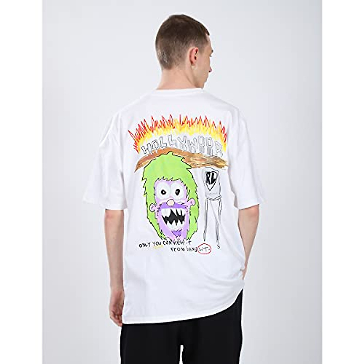 Arnodefrance Men LA Music Festival Tshirt Hip Hop Graffiti Printing Teeshirt Cotton Short Sleeve Shirt