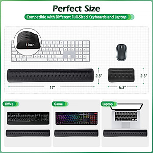 Gimars Upgrade Soft Memory Foam Keyboard Wrist Rest with Massage Dot, Ergonomic Wrist Rest for Computer Keyboard with PU Non-Slip Base, Comfortable Wrist Pad for Office,Typing Pain Relief