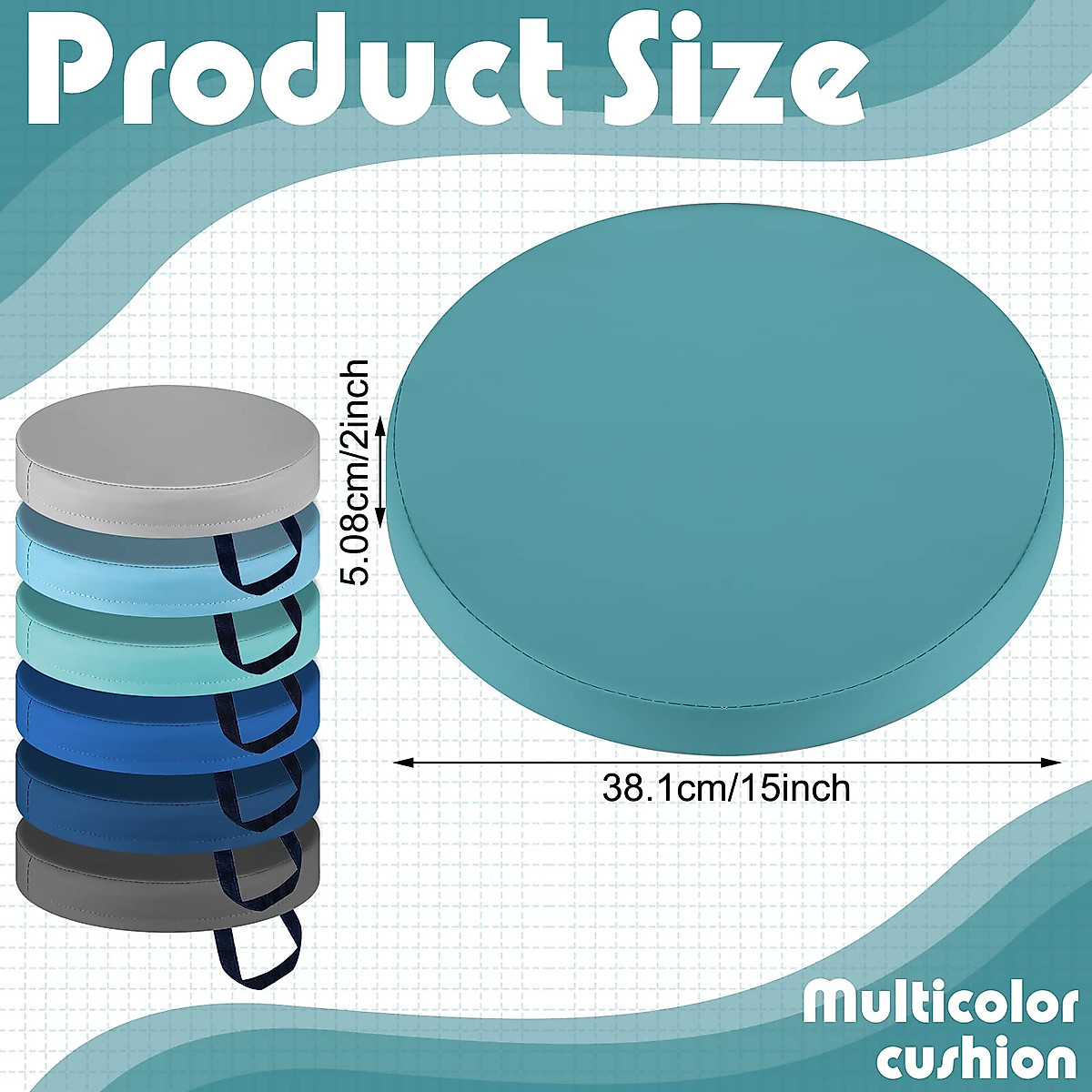 15 Inch Kids Floor Cushions with Handle Waterproof Circle Round Foam Cushion 2'' Thick Flexible Alternative Seating for Students Classroom Daycare Home Preschool Kindergarten (Pastel Color, 6 Pcs)