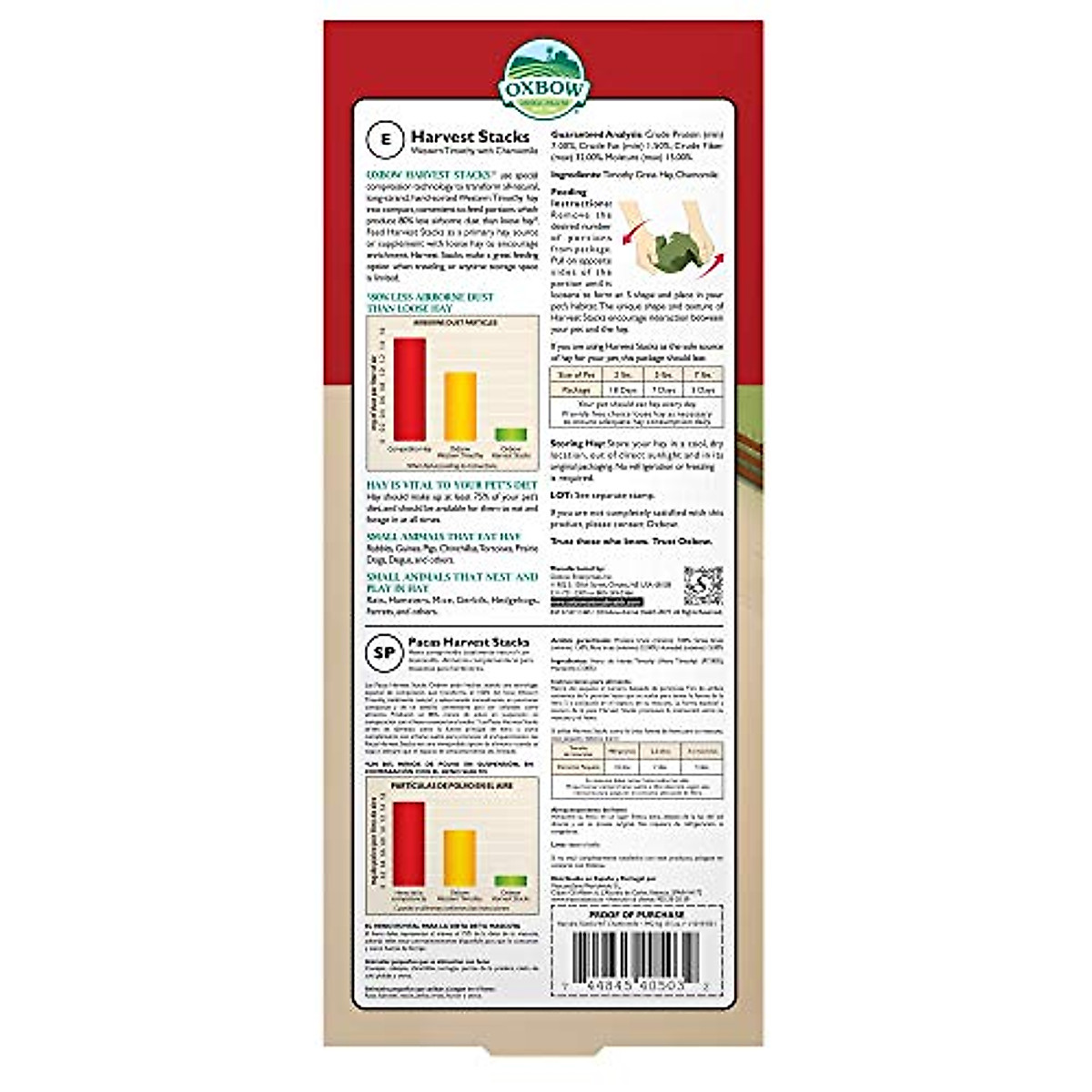 Oxbow Animal Health Harvest Hay Stacks - Western Timothy Hay with Chamomile - All Natural Hay for Rabbits, Guinea Pigs, Chinchillas, Hamsters & Gerbils - 35 oz.