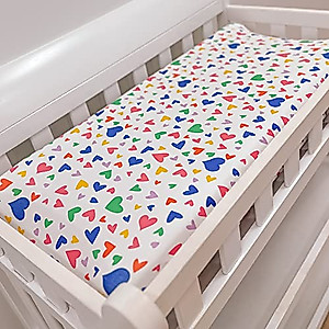 Norani Baby Changing Pad Cover | Softest Organic Cotton | Diaper Changing Pad Cover | Fitted | Infant and Toddler | Nursery | Colorful Hearts