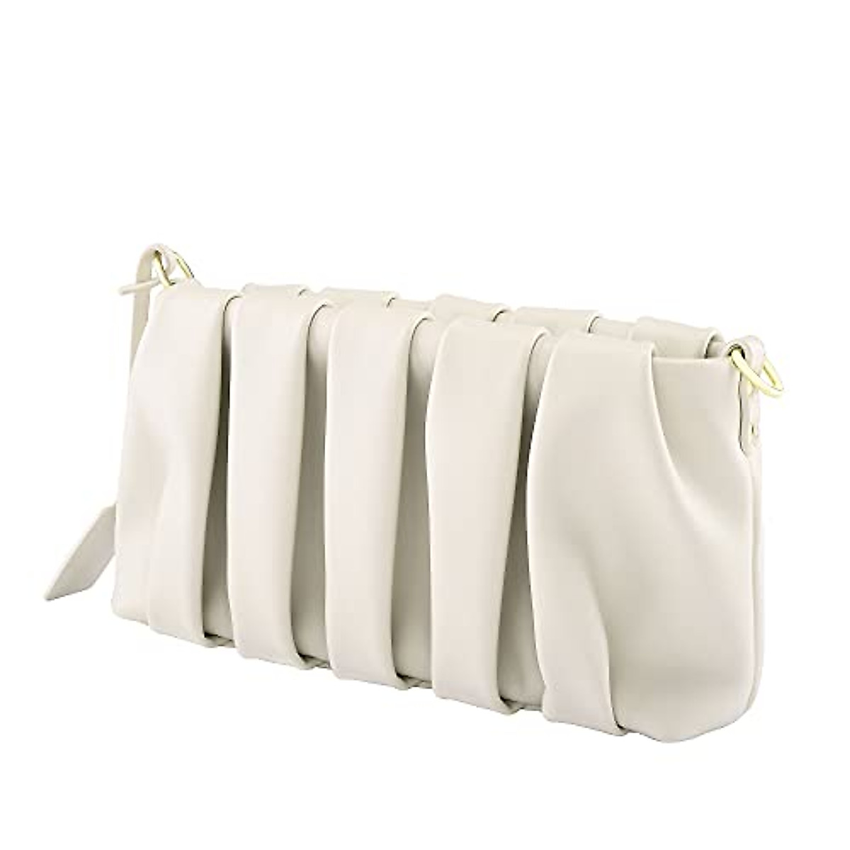 CHIC DIARY Clutch Purse for Women Small Tote Bag Crossbody Satchel Ruched Hobo Shoulder Handbag (Beige)