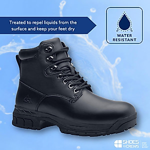 Shoes for Crews Rowan, Men's Steel Toe (ST) Work Boots, Slip Resistant, Water Resistant, Black, Size 16 Wide