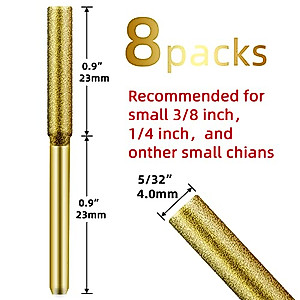 8 Pieces Diamond Chainsaw Sharpener Bits Chainsaw Diamond Sharpener Burr High Hardness Replacement Sharpening Stones Burr Grinding Stone Files for Electric Chain Saw, Stone Carvings (5/32'', 4.0mm)