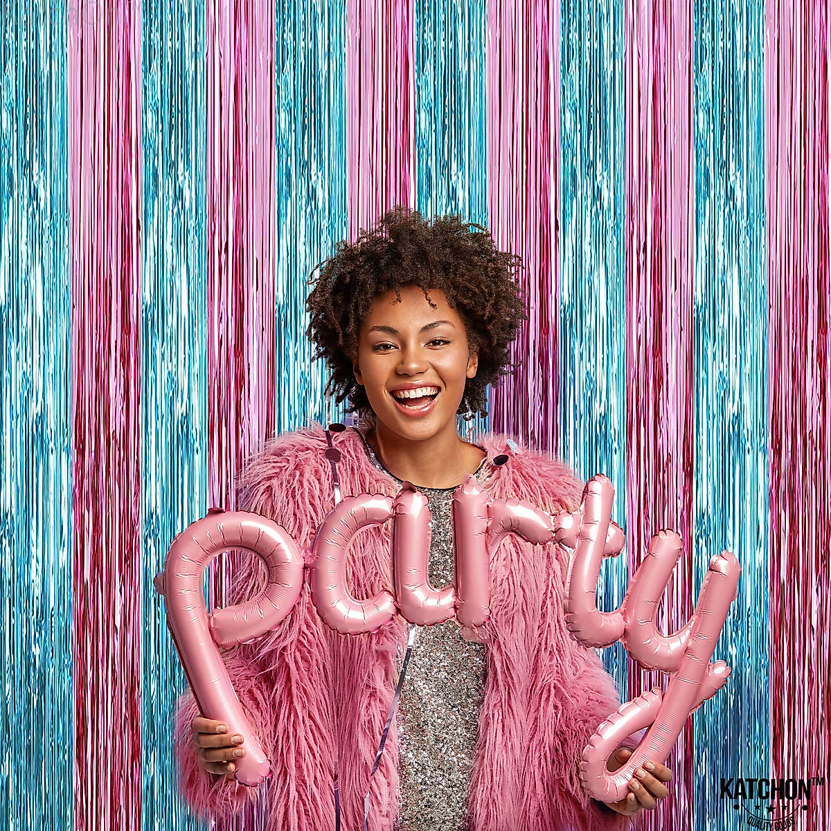 KatchOn, XtraLarge Pink and Blue Streamers - 8x3.2 Feet, Pack of 2 Gender Reveal Decorations | Baby Gender Reveal Backdrop Boy or Girl | Pink and Blue Backdrop for Pink and Blue Party Decorations