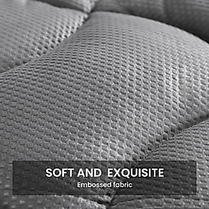 SLEEP ZONE Cooling Twin Mattress Topper for Single Bed, Premium Zoned Cool Mattress Pad Cover, Padded Mattress Protector Breathable Washable, Deep Pocket 8-21" (Grey, Twin, 39 x 75)