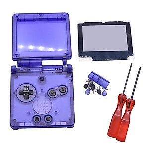 Meijunter Replacement Transparent Clear Full Housing Shell Case Repair Parts Kit w/Lens&Screwdriver for Nintendo Gameboy Advance SP GBA SP Console