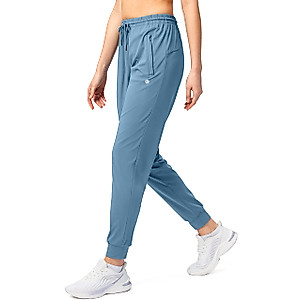 G Gradual Women's Joggers Pants with Zipper Pockets Tapered Running Sweatpants for Women Lounge, Jogging (Slate Blue, X-Large)