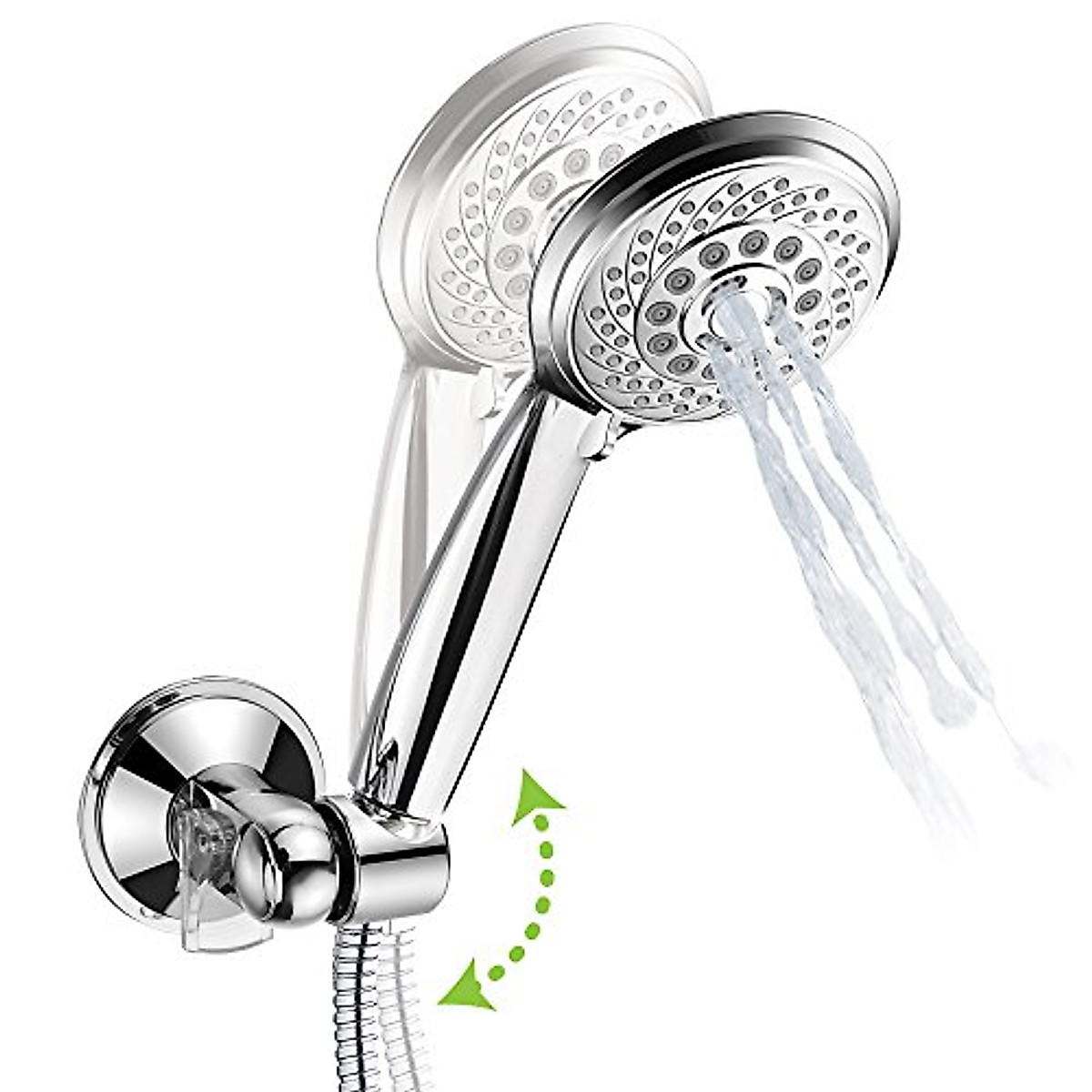 HotelSpa Universal Angle-Adjustable Hand Shower Wall Bracket for Easy Reach/Perfect Angle Fits ANY SHOWER! Patented Push-Lock provides Superior Suction Power. Self-Adhesive Slide-in Holder included