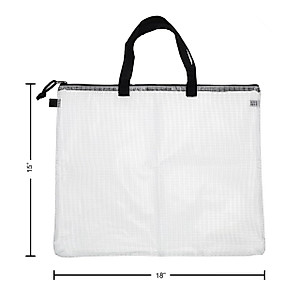 Pro Art Mesh Vinyl Zipper Bag, 15-inch x 18-inch Handle, Translucent