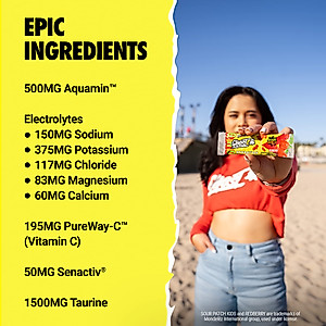 GHOST Hydration Packets, Sour Patch Kids Redberry, 24 Sticks, Electrolyte Powder - Drink Mix Supplement with Magnesium, Potassium, Calcium, Vitamin C - Vegan, Free of Soy, Sugar & Gluten