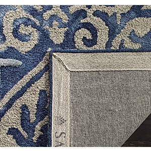 SAFAVIEH Dip Dye Collection 8' x 10' Royal Blue / Beige DDY511K Handmade Damask Premium Wool & Silk Area Rug