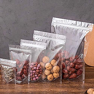 100 Pack Clear Zipper Stand Up Pouch Bag, Dry Fruit Food Packaging Bag, Moisture-Proof Transparent Sealing Bag Resealable Ziplock Snack Food Tea Pouches (4" x 6")