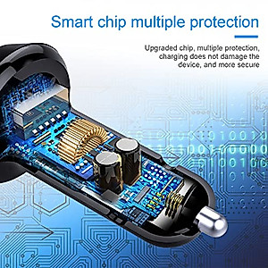 Quick Charge Car Charger, Dual Ports Car Charger Adapter with Stretchable Cable and 3 in 1 Fast Charging Cord for iPhone 13/Pro Max/Pro, 12/11, Samsung Galaxy, iPad, Camera for Most Cars (Black)