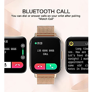 Lefitus Smart Watches for Women (Answer/Make Calls) 1.7" Touchscreen Fitness Tracker with Heart Rate Monitor Pedometer Smartwatch for Android and iOS Phones with Stainless Steel Band Waterproof