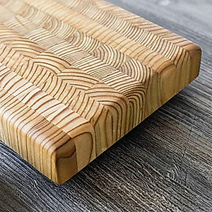 Larch Wood Canada End Grain Double Cheese Board, Handcrafted for Professional Chefs & Home Cooking, 17-3/4" x 7" x 1-1/2" plus Larch Wood Beeswax and Mineral Oil Conditioner (1.6 oz/ 45g)