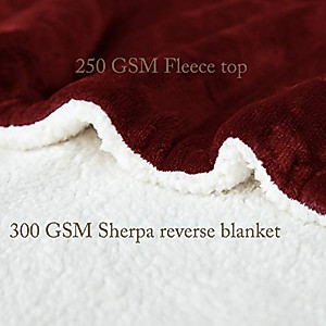 LBRO2M Sherpa Fleece Bed Blanket Twin Size Super Soft Fuzzy Plush Warm Cozy Fluffy Microfiber Couch Throw Velvet Double Reversible Luxurious Blankets,Red