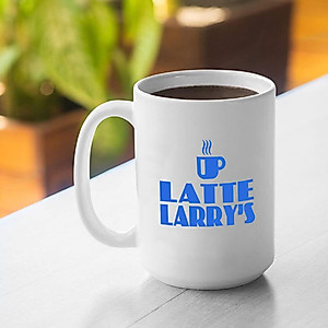 Latte Larry's Coffee Shop Coffee Mug - Funny Cute Graphic Ceramic Coffee Mug Coffee Mugs Tea Cup Fun Novelty Gift 15 oz
