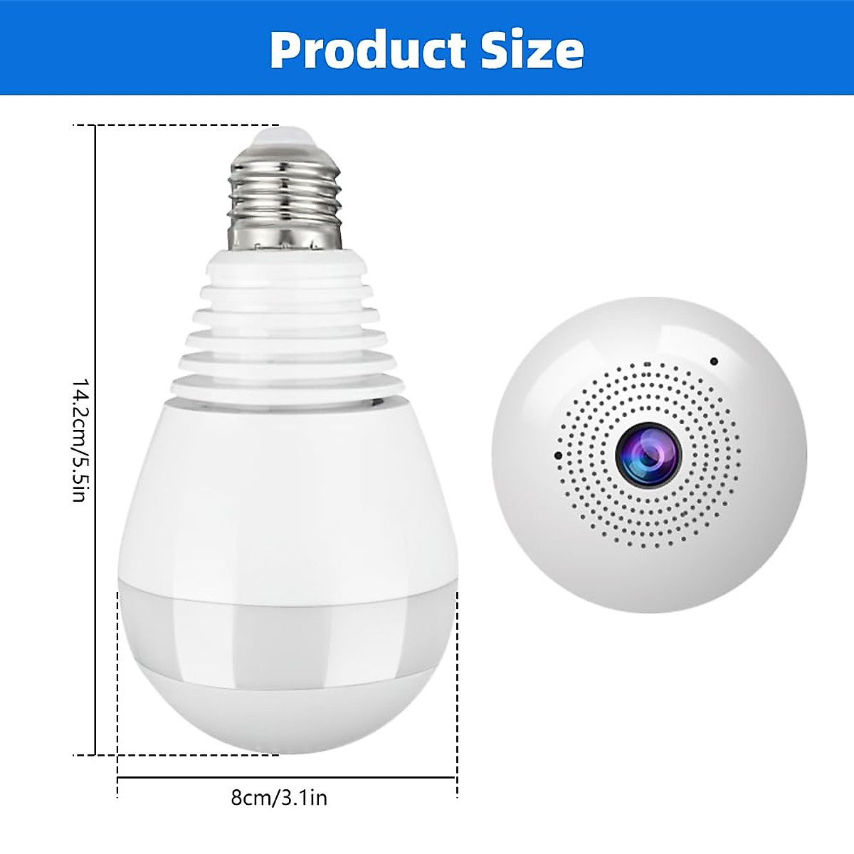 SOAMOEU 360°Security WiFi Camera Bulb HD 1080P Home Security Light Camera, Full Color Night Vision Wireless Bulb Camera