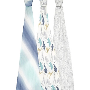 aden + anais Silky Soft Swaddle Blanket, Boutique Muslin Blankets for Girls & Boys, Baby Receiving Swaddles, Ideal Newborn & Infant Swaddling Set, Perfect Shower Gifts, 3 Pack, Expedition