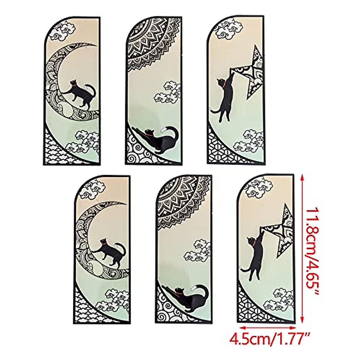 6Pcs Translucent Black Cat Bookmarks,Cute Bookmark Creative Book Page Clip,Cat Bookmark Black Literary Hand Account Creative Book Clip Bookmark (B)