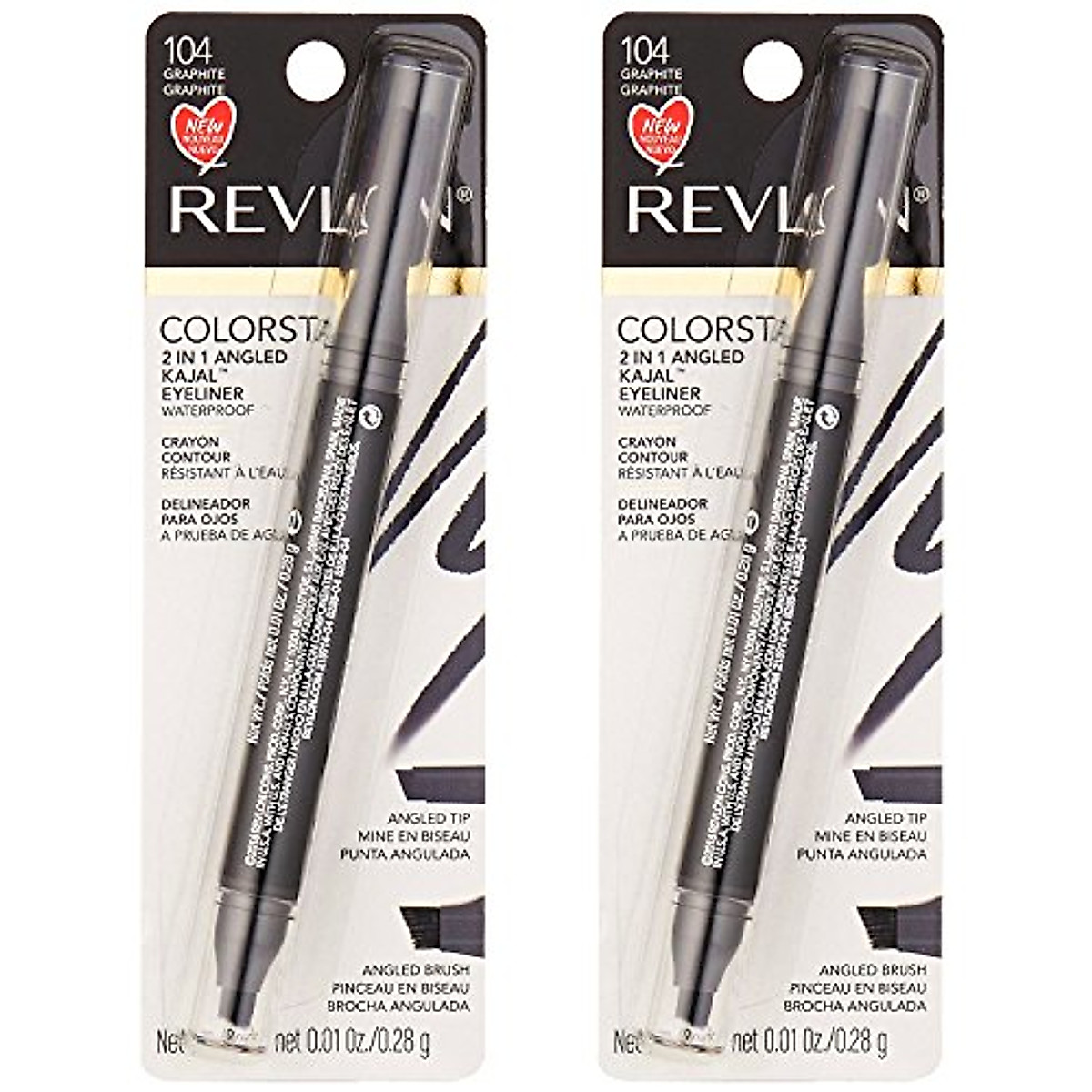 Revlon Colorstay 2 in 1 Angled Kajal Waterproof Eyeliner, 104 Graphite (Pack of 2)