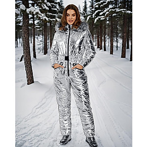 Aurgelmir Women Winter Ski Suit Fur Collar Coat Ski Jumpsuit Snowsuit