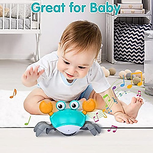 Crawling Crab Baby Toy, Aodesem Rechargeable Tummy Time Baby Walkers Toys with Music and LED Light, Sensory Toys for Infant Toddler Boys Girls Gifts