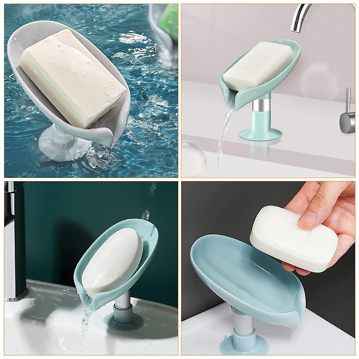 Cabilock 4 Pcs soap drainer Sponge Drying Holder sucker holder drainage soap bathtub soap holder decorative No Drilling soap tray Soap drying Dish abs bracket travel multipurpose