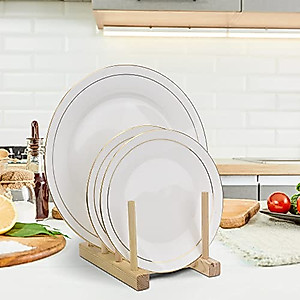 ChengFu Bamboo Wooden Baby Plate Holder, Baby Plate Rack, Baby Plate Stand, Baby Plate Organizers, Kitchen Cabinet Organizer for Dish, Baby Plate, Bowl, Cup Pot, Lid, Book