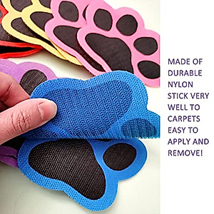 48pcs Carpet Markers Velcro Spot Markers for Classroom Floor Carpet Spots for Kids, Sitting Dots for Kids Carpet Spots for Kids, Teachers, Preschool and Kindergarten Paws Shape