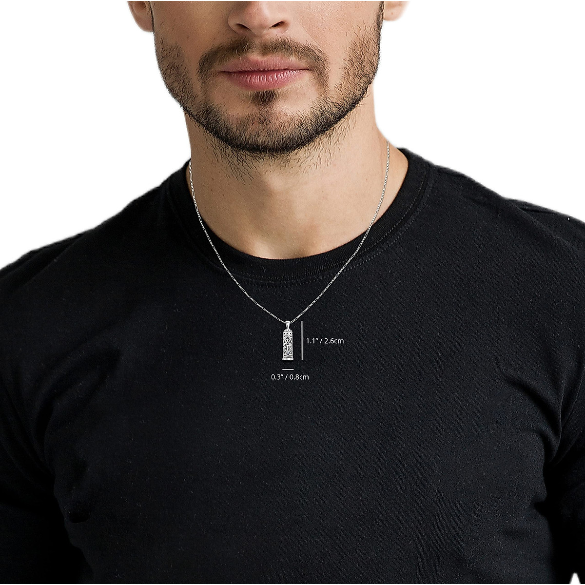 NanoStyle Mezuzah Necklace Bar Mitzvah Gifts 925 Sterling Silver Hamsa Hand Pendant Shema Israel Scroll Jewish Gifts from Israel for Men or Women, 20" Thick Silver Chain