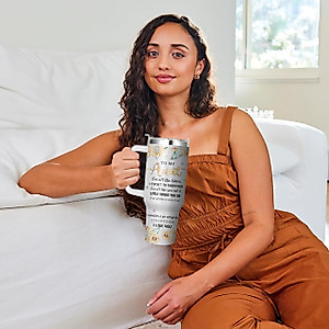 Ksoemar 40 Oz Auntie Cup with Handle and Straw, Double Wall Stainless Steel Auntie Mugs, Insulated To My Aunt Coffee Travel Mug, Aunt Cup Gifts Ideas for Birthday, Mothers Day, Christmas