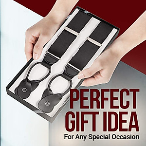 HOLD'EM 100% Silk Suspenders Men Y-Back Fancy Solid Button End-Black Basket Weave