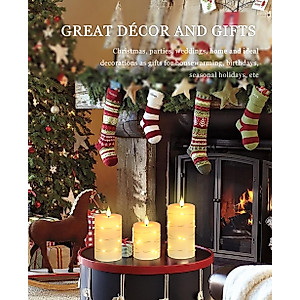 Flameless Candles With Remote, Battery Operated Candles LED Candles with string lights Flickering Candles with Timer, 4‘’ 5‘’ 6‘’ Candle For Seasonal and Festival Celebration’s Candles set of 3