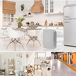 Hon&Guan Kitchen Exhaust Fan Wall Vent Fan, 141 CFM 6'' Bathroom Exhaust Fan Through Wall Exhaust Fan with Anti-Backflow Check Valve, For Ceiling and Wall Mount, Silver-With Fastening Ring.