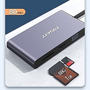 Port Expander USB C Hub 9 in 1 Type C Adapter with Hidden Cable Dock Station (HDMI/VGA/Ethernet/2 USB 3.0/USB 2.0/SD and TF Slots/PD 100W) USB Splitter
