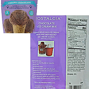 Ice Cream Maker Starter Pack Bundled with Nostalgia Ice Cream Maker Rock Salt (8lb), Vanilla Creme, Chocolate, Strawberry Flavored Ice Cream Mix Packets and Brightest Place Clean Up Cloth