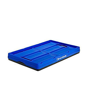 CleverMade 62L Collapsible Storage Bins - Durable Plastic Folding Utility Crates, Royal Blue, 3 Pack & CleverMade - 8034119-21843PK 62L Collapsible Storage Bins with Lids - 3 Pack, Neptune Blue