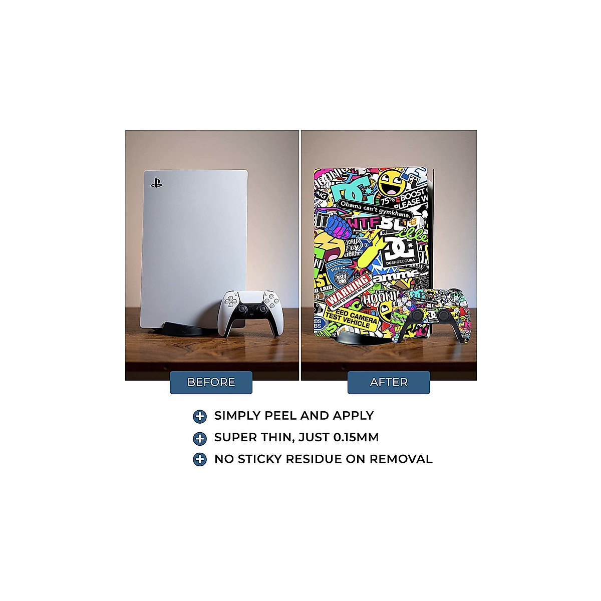 PS5 Console and PS5 Controller Skins Vinyl Decal Cover for Playstaion 5 Disk Edition Two Controllers By BrosGaming