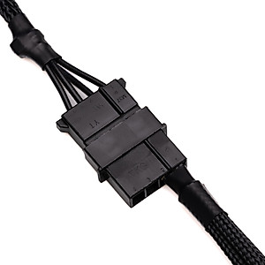 CRJ 4-Pin Molex to 4 PC Fan Power Adapter Cable - 12-inch (30cm), Black Sleeved - Power Up to Four 3-Pin & 4-Pin Computer Fans from an ATX 4-Pin Peripheral Molex Power Connector (12V - Full Speed)