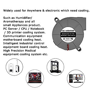 3Pcs HKWANTAT Dual Ball Bearings Brushless DC Cooling 50mm Blower Fan 24v 5015 50x50x15mm 2-Pin