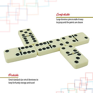 ERLLE Dominos Set Game. Premium Classic 28 Pieces Double Six Domino. Durable Wooden Box. Kids, Boys, Girls, Party Favors and Anytime Use. Duoble 6 Dominoes.(Wooden Pro)
