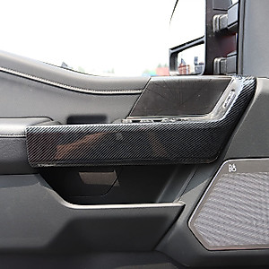Korlot Carbon Fiber Interior Door Handle molding Cover Trims for Ford F150 2021+ for 2023 F250 F350 Super Duty(Front Door)