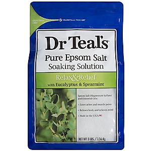 Dr Teal's Epsom Salt Bath Soaking Solution Gift Set (Eucalyptus and Lavender 2 Pack, 3lb Each) - Soothe and Sleep & Relax and Relief - Soothe Achy Muscles at Home - Pure Epsom Salts & Essential Oils