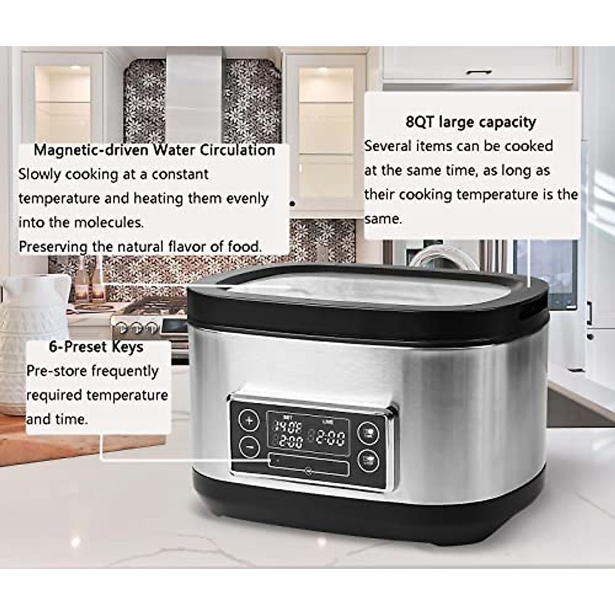 Mono-gatari Sous Vide Machine, Sous Vide Precision Cooker, 8 Quart Sous Vide Cooker with LED Touchscreen,Stainless Steel Ultra-quiet Fast-Heating Immersion Circulator Precise Cooker with Accurate Temperature and Timer Control,Water Bath Cooker with Recipe