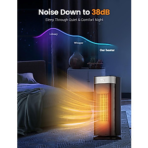 Sunnote Space Heater for Indoor Use, 1500W Fast Heating, Electric & Portable Ceramic Heaters with Thermostat, 5 Modes, 24Hrs Timer, 80°Oscillating Room Heater with Remote, Safe for Office Bedroom Use